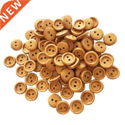 MagiDeal 100Pcs 2 Holes Wood Sewing Buttons Wooden