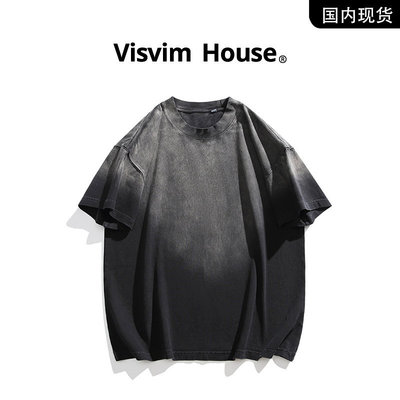 VISVIM BESSEL日本潮流教父水洗做旧短袖T恤男款渐变宽松情侣短袖