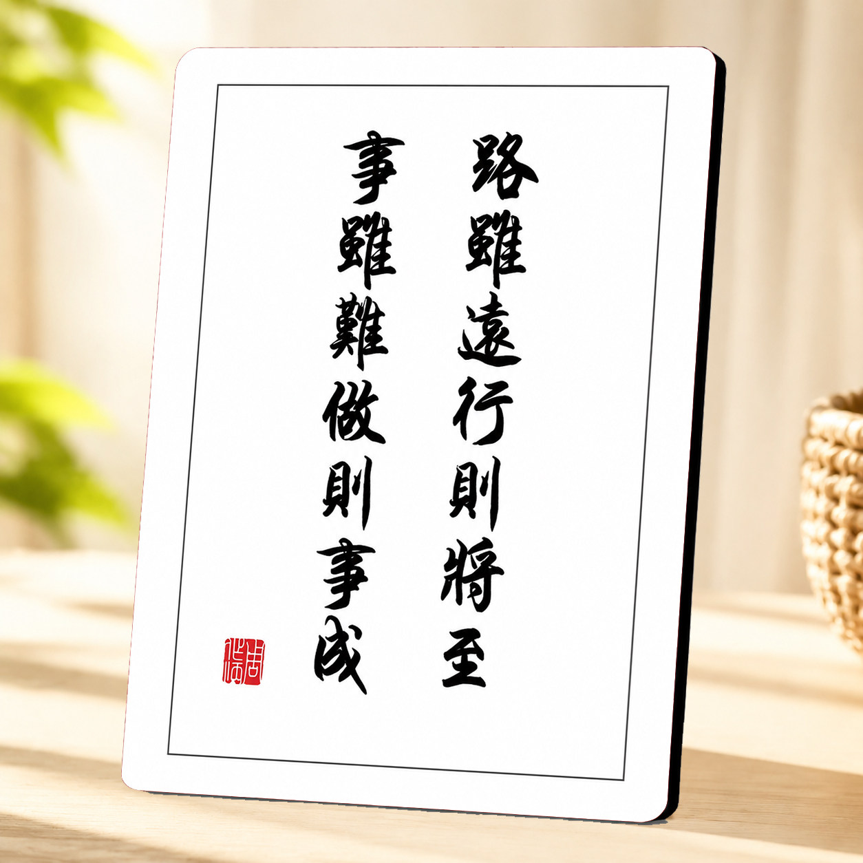 路虽远行则将至励志书法摆件办公书房桌面自律装饰摆台