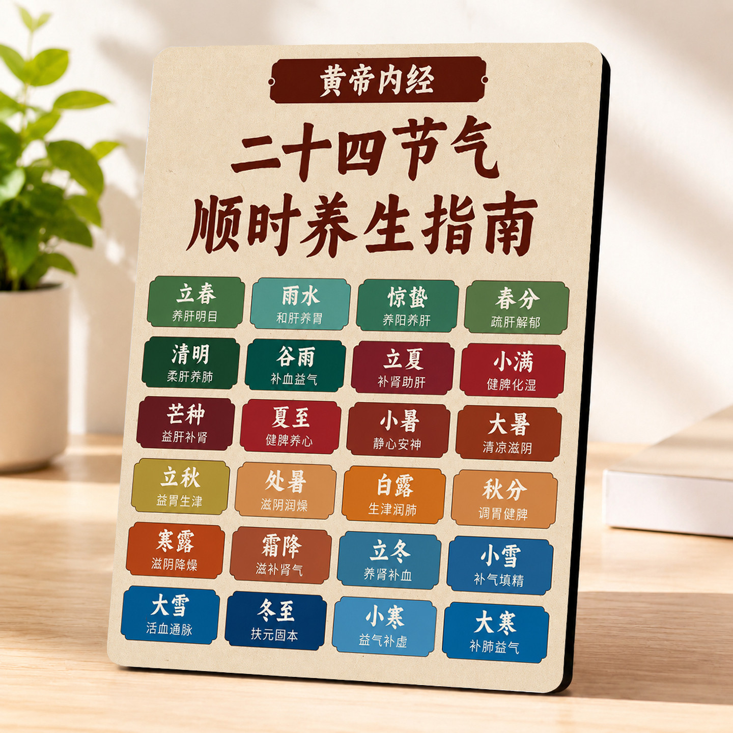 黄帝内经二十四节气顺时养生指南摆台中式茶室桌面装饰摆件