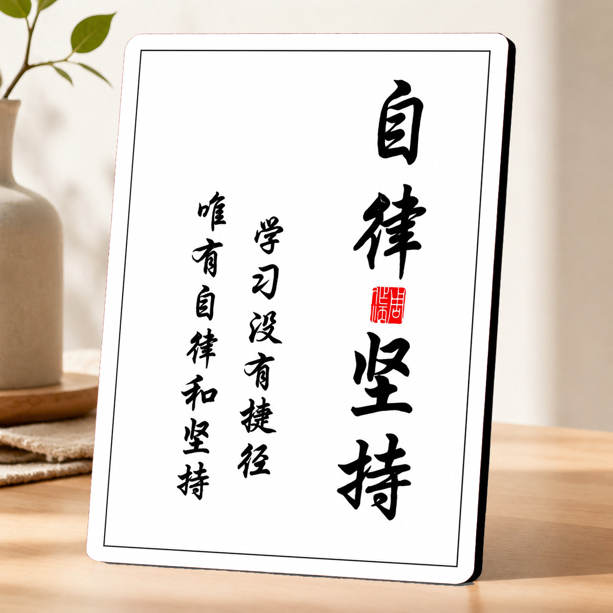 自律坚持励志书法摆件学生书房桌面学习激励装饰摆台