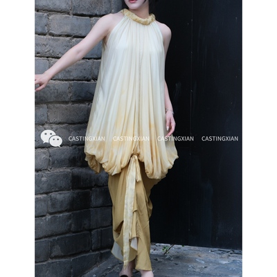 CASTING无隅｜YANGKEHAN 显白鹅黄桑蚕丝曼珠沙华流光连衣裙