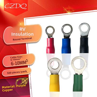 黄铜端子座Rv3.5/5.5/8-4S/5L/6/8/10/12圆形绝缘护套铜鼻线耳