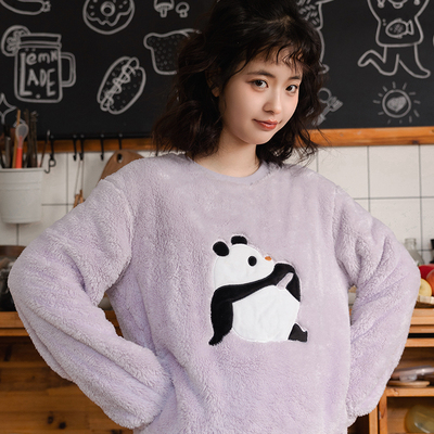 vinthie&kelvin2024新品睡衣熊猫舒绒棉家居服套装可外穿保暖休闲