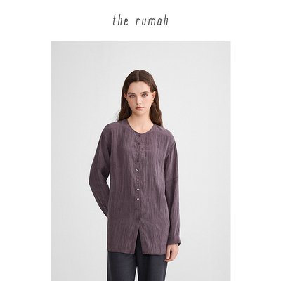 therumah圆领长袖衬衫纸片人衬衣