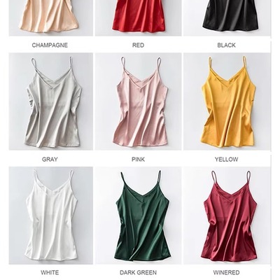 女士缎面V领吊带打底衫