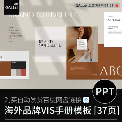 海外企业vi手册VIS形象规范标志LOGO时尚品牌版式PPT素材模板