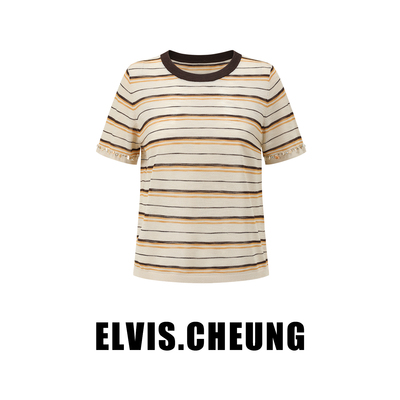 ELVIS.CHEUNG贝壳条纹短袖T恤