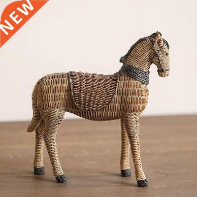 Retro Imitation Rattan Horse Ornament Home Ornament Living