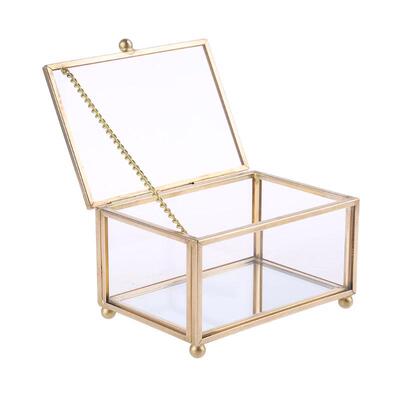 Rustic Wedding Ring Box Geometric Transparent Glass Jewelry