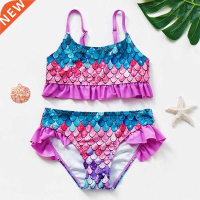 2~12Y Girls Swimwear Two pieces Girl Swimsuit fish scale Chi