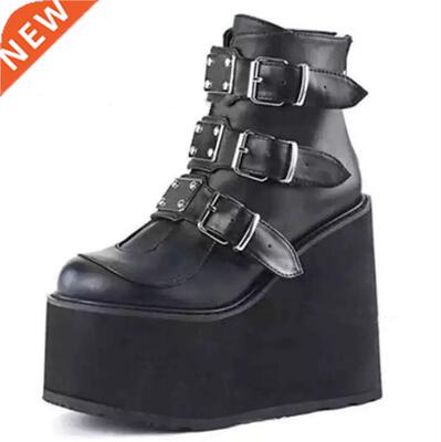 Winter Buckle Ankel Boots Women Punk Female Platform Boots W