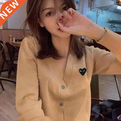 PLAY Women Cardigan Embroidery Heart Cartoon V-neck Long-sle