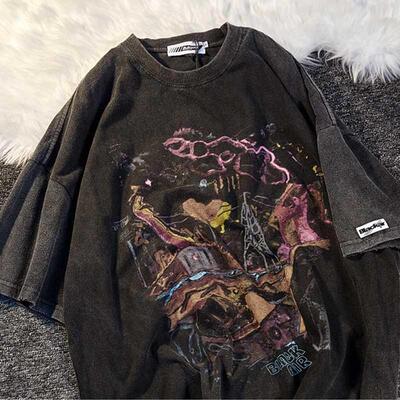 Oversized T-Shirt Short Sleeve Oversize Street Hip Hop O-Nec