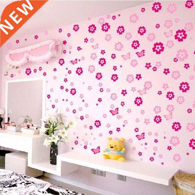 108pcs Flowers and 6pcs Butterfly Wall Stickers Living Room
