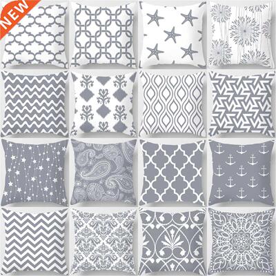 ZENGA Gray Cushon Cover Geometrc Pllow Cover 45x45cm Dec