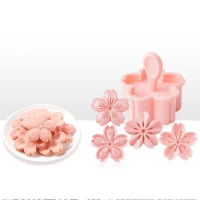 5pcs/set Sakura Cookie Mold Stamp Biscuit Mold Cutter Pink