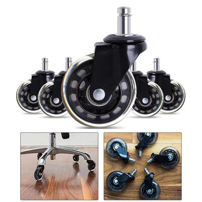 5PCS Office Chair Caster Wheels 3 Inch Swivel Rubber Caster