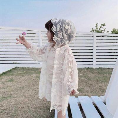 Summer New Girls Lace Sun UV Protection Mosquito Coat Long T