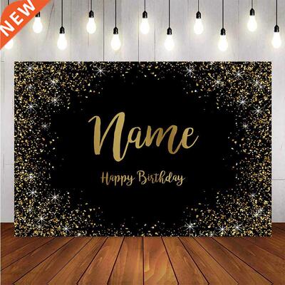 Gold glitter happy birthday party custom background for phot
