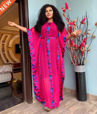 2021 New Africa Plussize chiffon ironed diamond dress非洲裙