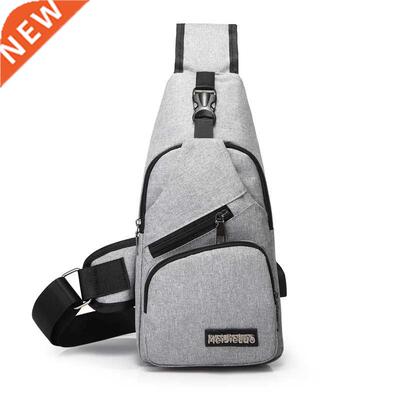 Men's Crossbody Chest Bags Men USB Charging Headphone Plug
