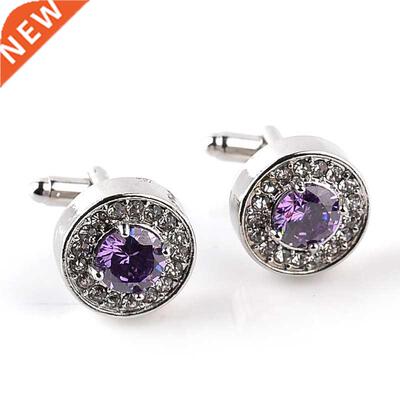 Luxury High-grade jewelry Men's White Purple Enamel Crystal