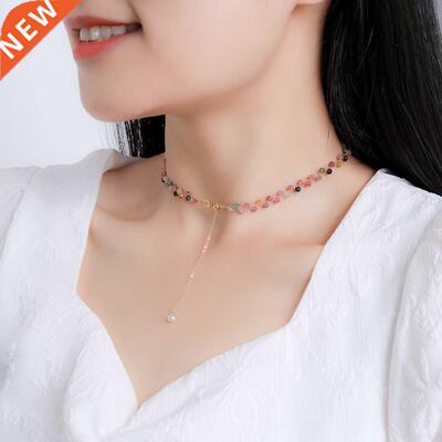 Lina Jw Natural Stone Necklace for Women Tourmaline/Fluorite