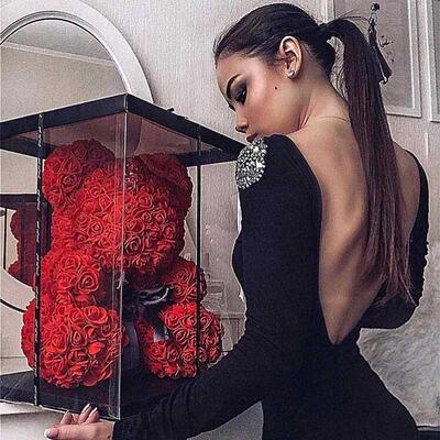 Dropshipping 40cm Teddy Bear of Rose Artificial Flowers PE R