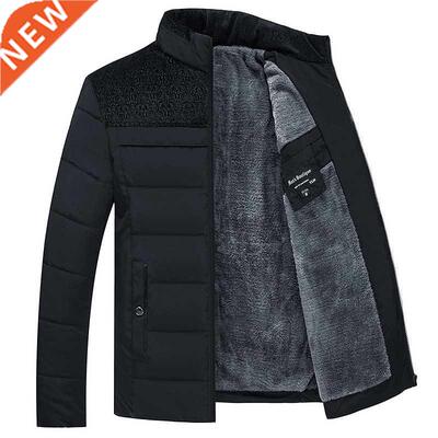 Men's Plush Thickened Parkas Stand Collar Winter Jacket Men'