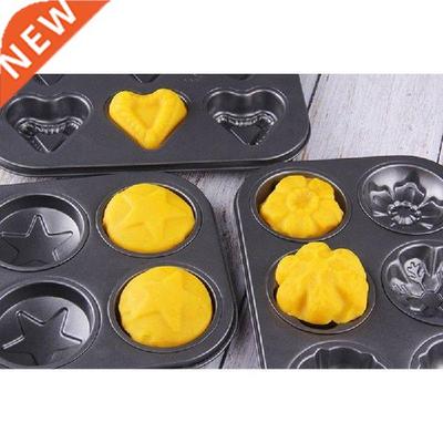 Cetakan Kue Mangkuk Hati Bintang 6 Rongga Panci Muffin Baja