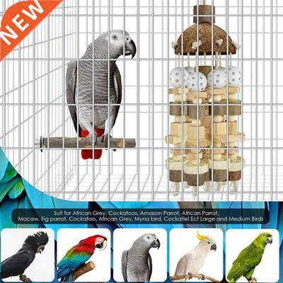 Parrot Wooden and Rope Chewing Toy 20.9 x 5.9 Inches Wood Bl