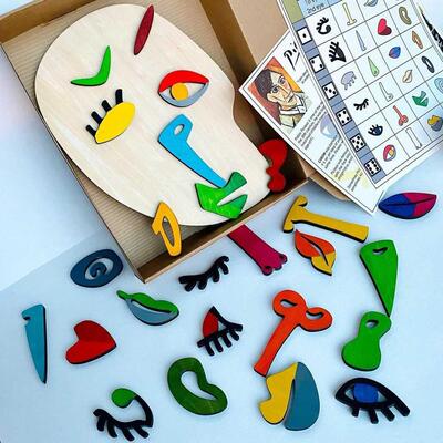 Wooden Montessori Face Puzzles Toys Preschool Early Educatio