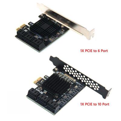 6/10 Port SATA PCIE Adapter PCIE X4 X8 X16 to SATA .0 6Gbps