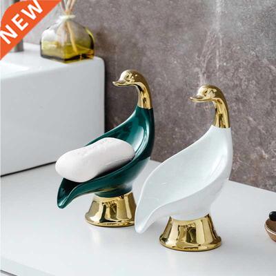 Swan-shaped Ceramic Soap Rack Countertop Stand-up Soap Dish