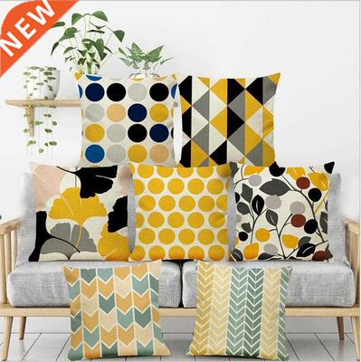Nordic Geometric Cushion Yellow Geometry Circle Pillow Home