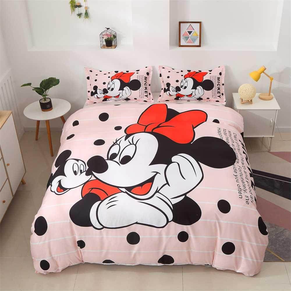 Mickey Minnie Mouse Bedding Set Double Queen King Cartoon Du_虎窝淘