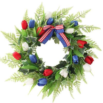 Artificial Tulip Wreath United States Independence Day Patri