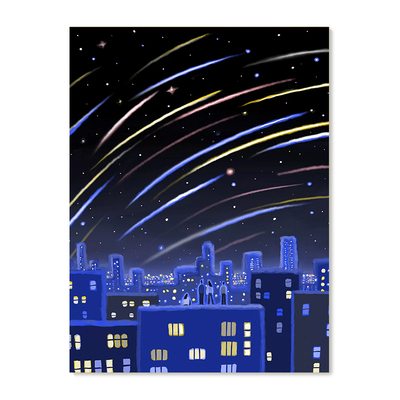 【特惠捡漏】插画师Seula Yi复刻艺术版画治愈系流星夜景装饰画芯