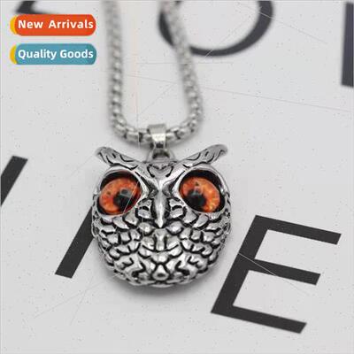 Devil eye charm vintage owl necklace men women pendant hands