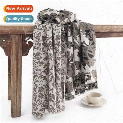 Botanical flowers imation cashmere scarf female winter commu