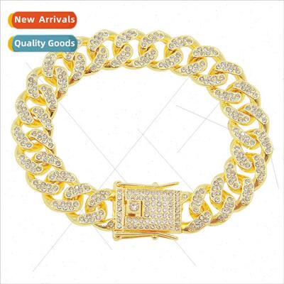 Europe hip-hop full diamond encrypted Cuban chain bracelet b