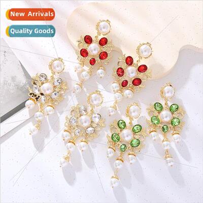Europe new retro court S925 silver needle pearl earrings tog