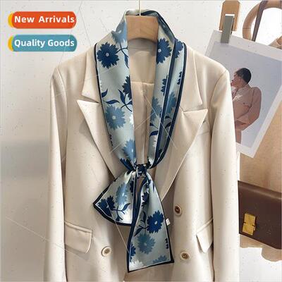 Thin narrow silk scarf small long female fall winter new fas