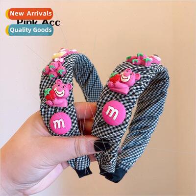 Dongdaemun small cute fat intestines plaid hair bands strawb