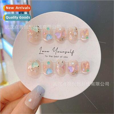 Sweetheart Soda Real Handmade Wearable Nails French Dopamine