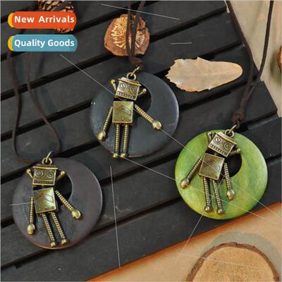 Vintage terature Chain mple Korean Velvet Activy Robot Neckl