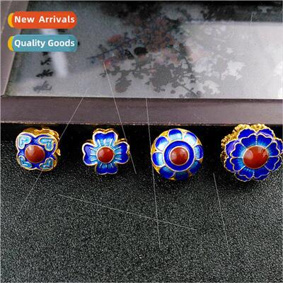 burnt blue flower spacer beads diy bracelet beads handmade b