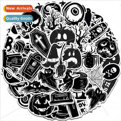 50 new black and whe Halloween graffi stickers skull pumpkin