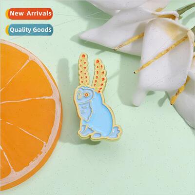 Cartoon animal series badges cute blue metal owl shape lacqu